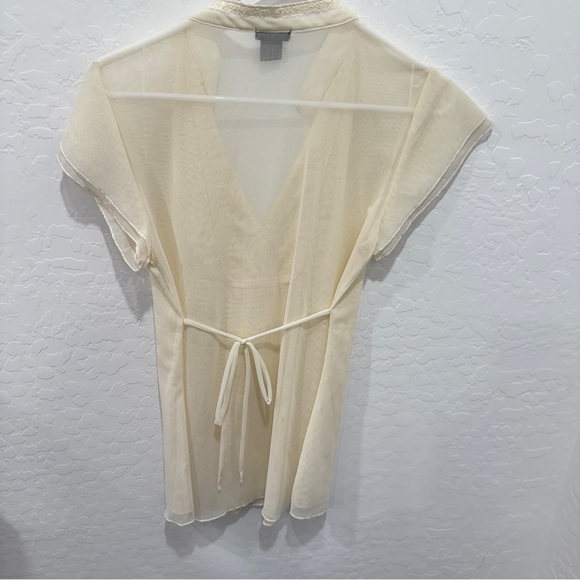 FANG | Tops | Fang Cream Sheer Blouse Womens Xl Ruffle Cottagecore Y2k ...